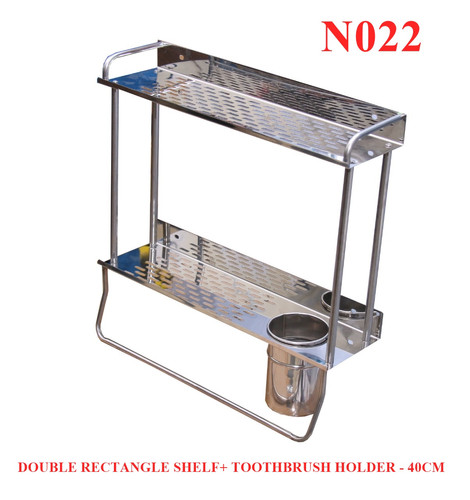 Double Rectangle Shelf + Toothbrush Holder | Hardware Homes