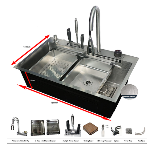 Smart Kitchen Sink ( SS304 ) Honey Comb – Satin | Hardware Homes