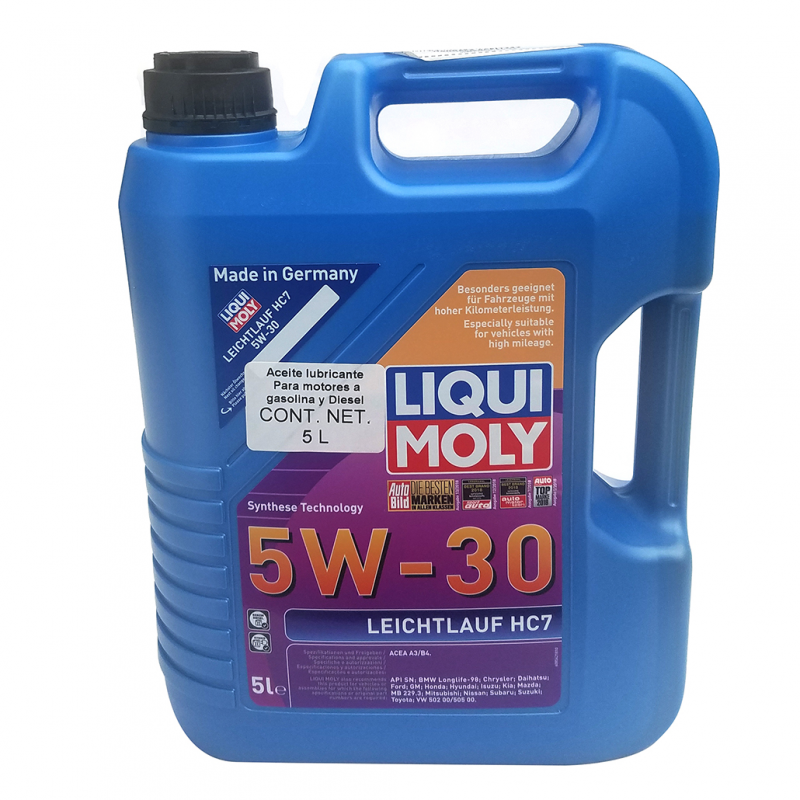 Garrafa de Aceite Liqui Moly Multigrado Sintético 5W-30 Leichtlauf HC7 ...