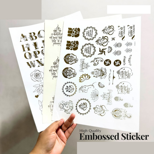Golden Embossed Sticker Sheets for Resin Art | A5 & A4 Size | Self ...