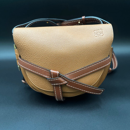 Loewe Grained Calfskin Small Gate Crossbody in Caramel Pecan | Luxe Bayong