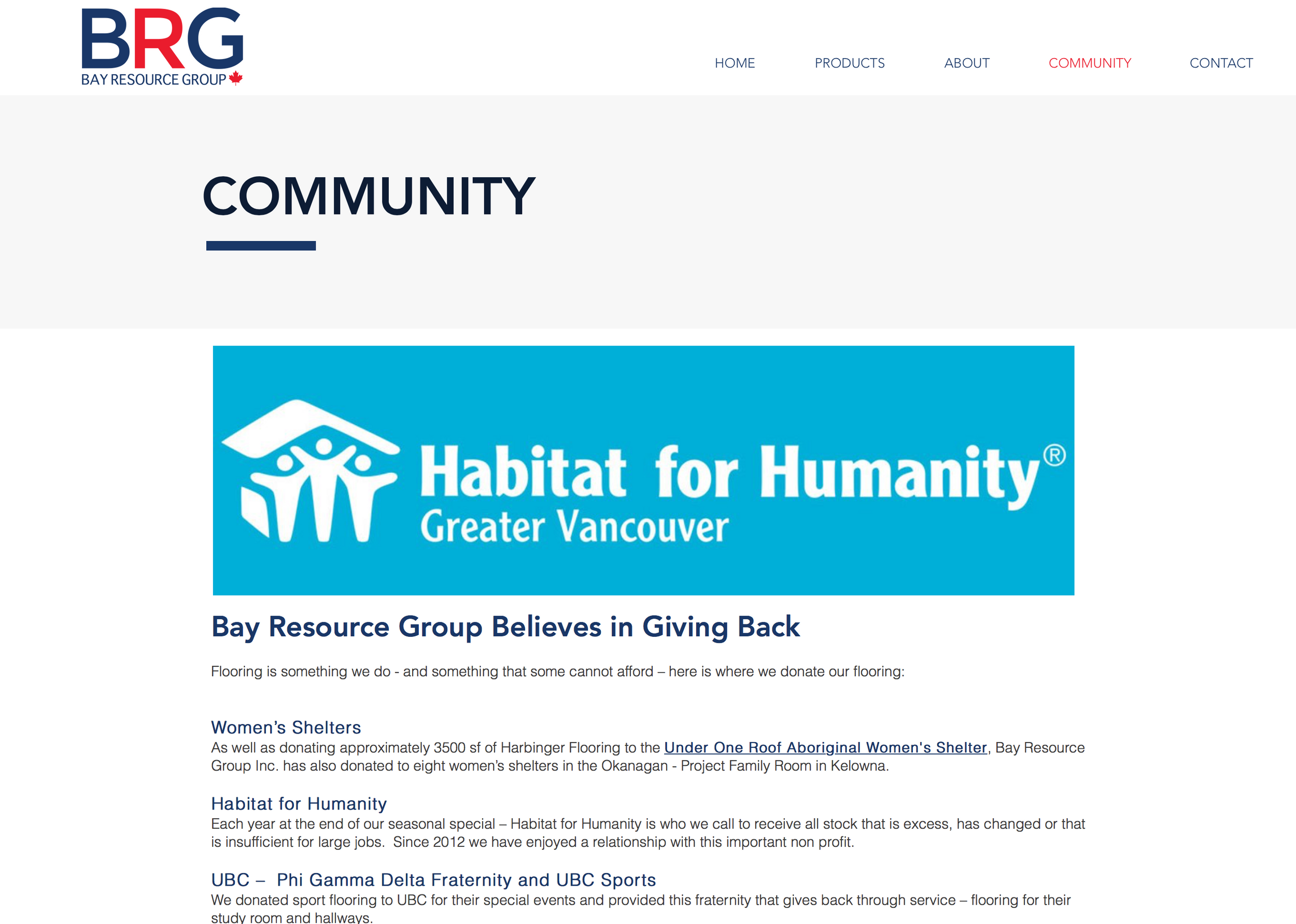 Community | Bay Resource Group Inc. | Specialty Flooring Products