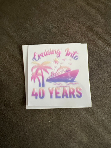 Cruising Into 40 Years UV Sticker | Bcustomz