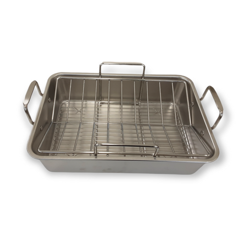 Large Stainless Steel Frying Pan with V-Shelf/Rack and Cooling Rack ...