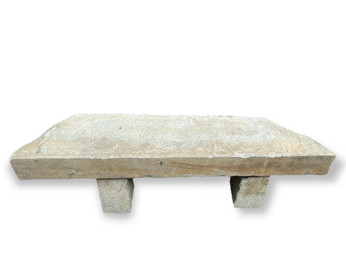 70" L x 19" W - Reclaimed Granite Stone Bench with Natural Edge Finish ...
