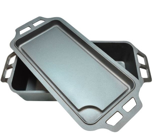 10 Qt. Pre-seasoned Rectangular Cast Iron Pan with Cover | La Brazza US