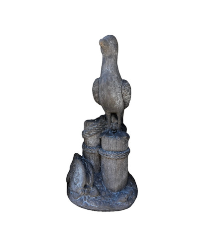 Stonecast Pier Seagull Statue-Flint | Pedra Rustica US