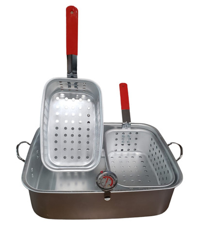 18 Qt. Aluminum Fry Pot with 2 Fry Baskets | La Brazza US