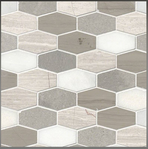 BELLAGIO BLEND ELONGATED HEXAGON MOSAIC TILE - 9.7 sq.ft/box | Pedra ...
