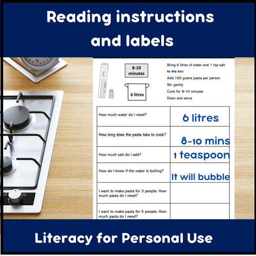 Functional reading with instructions and labels | Anne Vize Writing