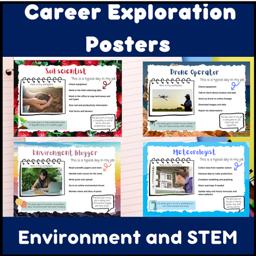 Career exploration STEM and environment careers posters | Anne Vize Writing