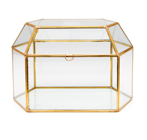Gold Geometric Glass Card Box | oceanhawksrentals
