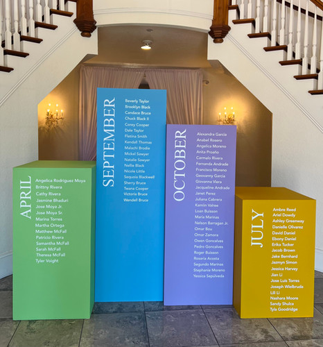 Large Colored Cube Customizable Seating Chart | oceanhawksrentals