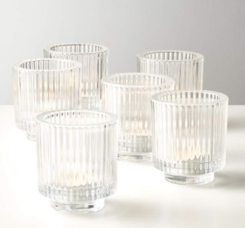 Glass ribbed Votives | oceanhawksrentals