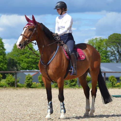 Dapple Burgundy with Brown Piping GP/Jump Saddle Pad | Equestre