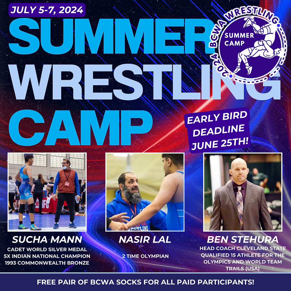 Reminder of BCWA Summer Wrestling Camp & Kids Try Wrestling Camp!