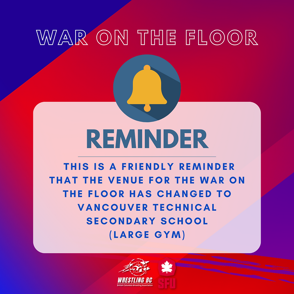 Reminder: War on the Floor Venue Change