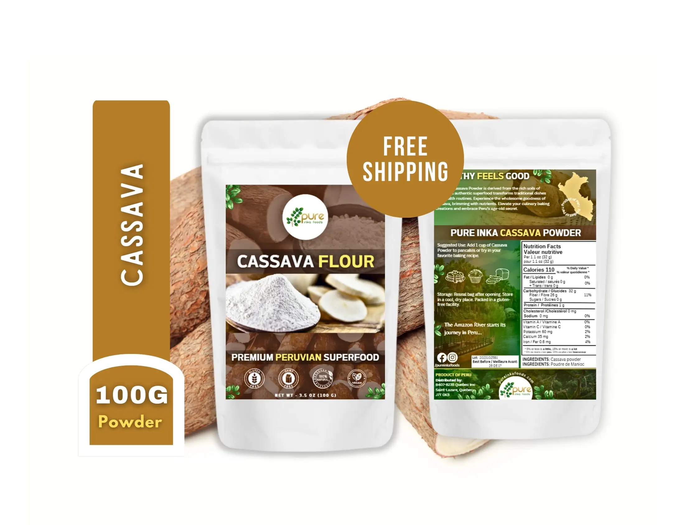 Cassava Flour Wholesale Bulk Orders Retail Ready Free Shipping Pure Inka Foods