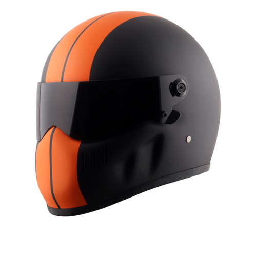 DOT XR RACING RACE HELMET (D-RING ,DULL BLACK / ORANGE STRIPES ...