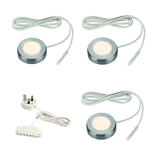 NICO, Under Cabinet Spot Lighting, 3 Light Kit*, Stainless Steel, Warm ...