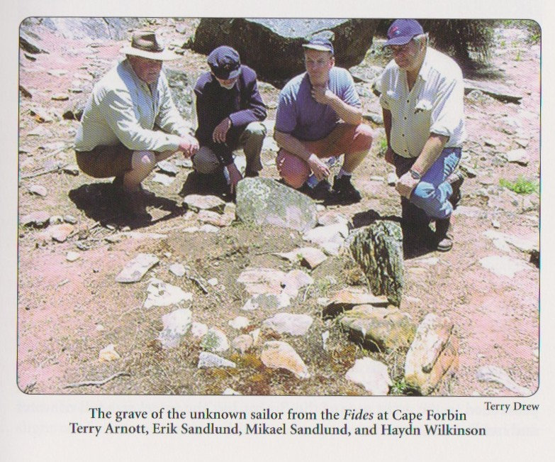 The grave of the cook from the Fides wreck, the Wreck Itself and Harvey ...