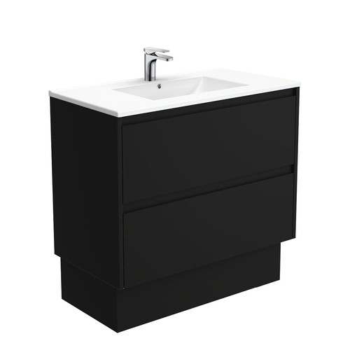 Fienza Dolce Amato 900 Floor Vanity, Satin Black | Mildura PlumbingPlus