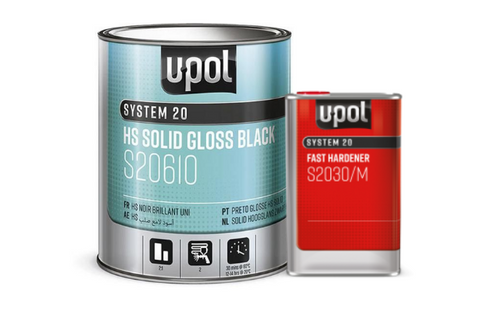 U-POL S20610 2k Direct HS Gloss Black Paint + S2030 Fast Hardener 1.5L ...