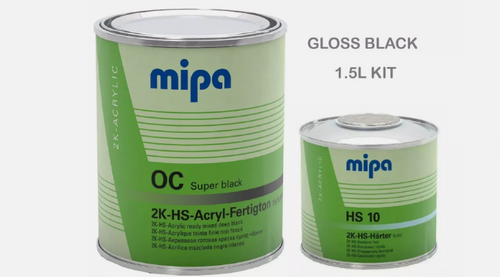 MIPA OC Super Black 2K Gloss Car Paint 1L & 0.5L Hardener Deep Black HS ...