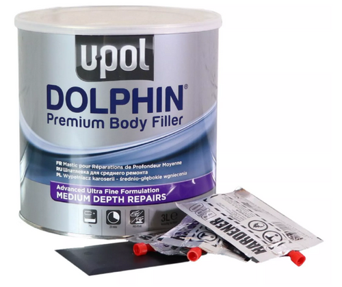 U-POL Dolphin Premium Polyester Body Filler for Medium Repairs 3L | Car ...