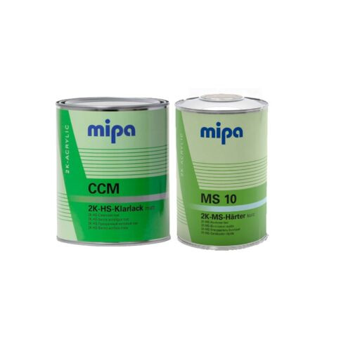 MIPA CCM HS 2K Matt Lacquer Clear Coat 1L & MIPA MS10 2k Hardener 1L ...