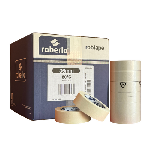 Roberlo 80°c Premium Automotive Masking Tape 1.5" / 36mm x 50M 24 Rolls ...
