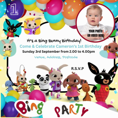 Bing Birthday PHOTO/VIDEO Invitation | Evitation Animations