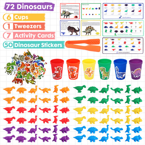 72 Piece Dinosaur Counting and Sorting Set | Aim Steam Products