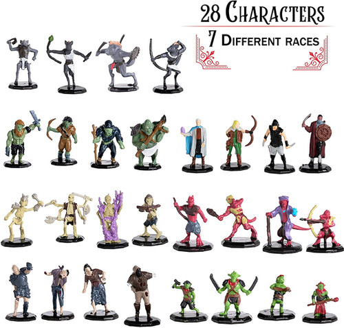 Painted DnD Miniatures- 28 Mini Figures - All Unique Designs - 1" Hex ...