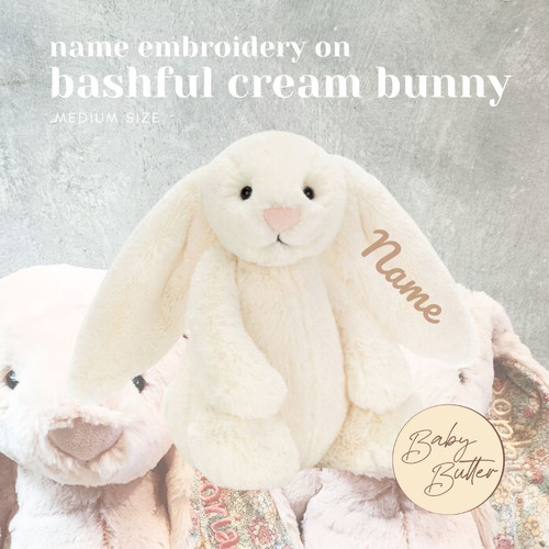 Bashful Cream Bunny (Medium, 31cm) - Personalised Jellycat Bunny Soft Toy | BabyButter Custom