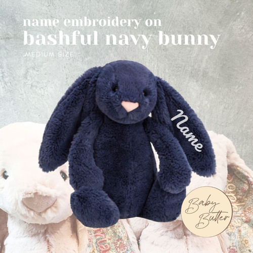 Bashful Navy Bunny (Medium, 31cm) - Personalised Jellycat Bunny Soft ...