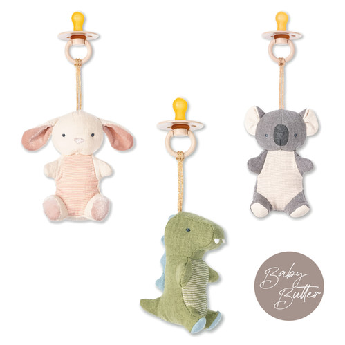 Bitzy Pal™ Natural Rubber Pacifier & Lovey | BabyButter Custom