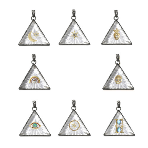 OXIDIZED LARGE TRIANGLE AMULET NECKLACE- SELECT YOUR CHARM | Acanthus ...