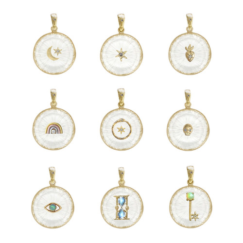 14K LARGE ROUND AMULET NECKLACE- SELECT YOUR CHARM | Acanthus Jewelry