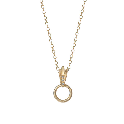 14K GOLD FAN CHARM HOLDER NECKLACE | Acanthus Jewelry