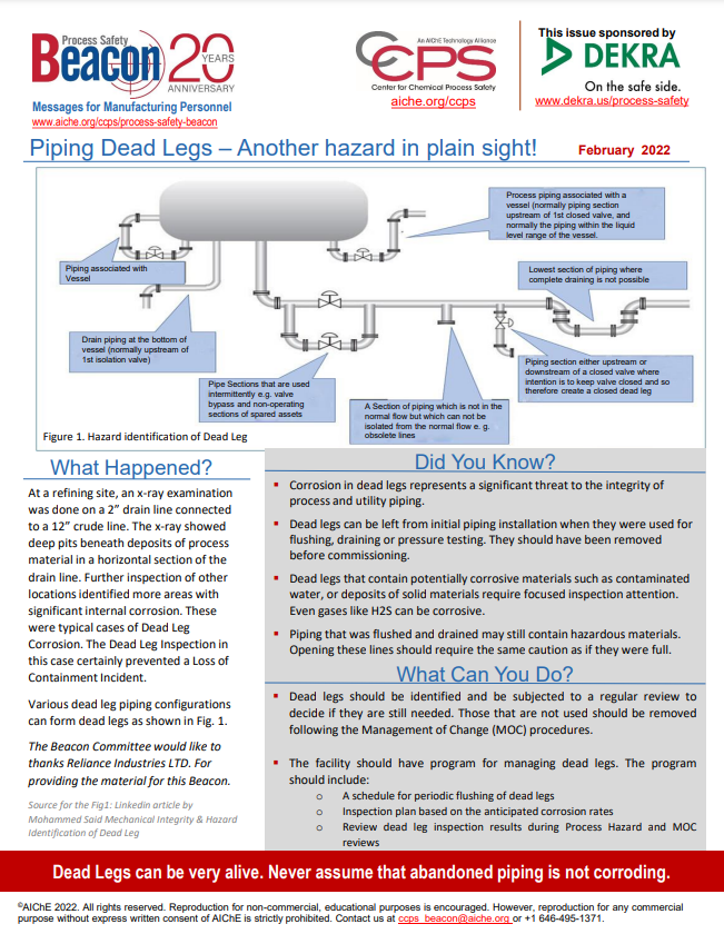 February 2022 CCPS Process Safety Beacon