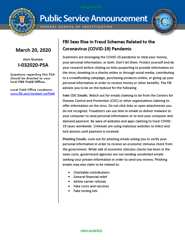 FBI Public Service Announcement