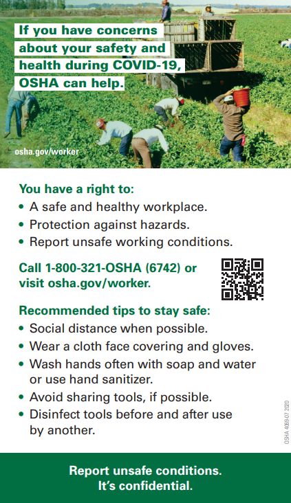 Did you know OSHA has a wallet card on protecting agricultural workers ...