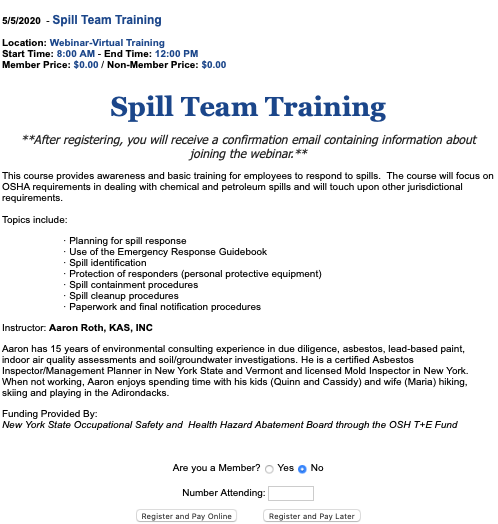 Spill Team Training