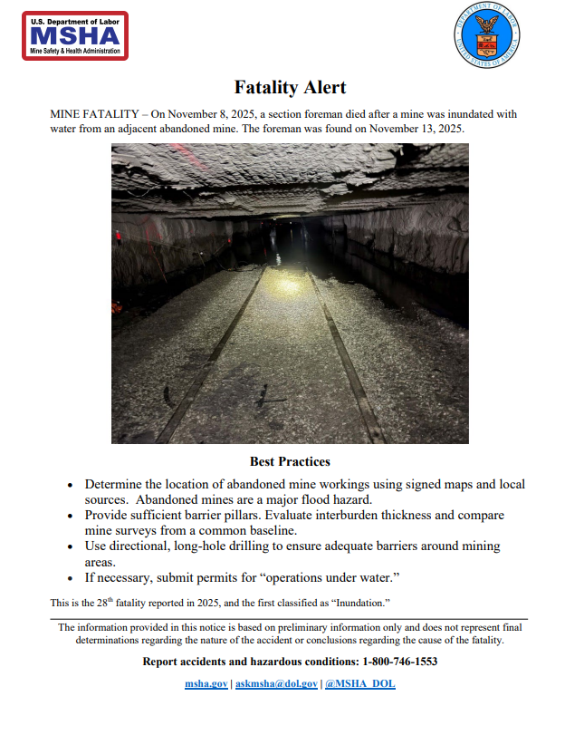MSHA Fatality Alert