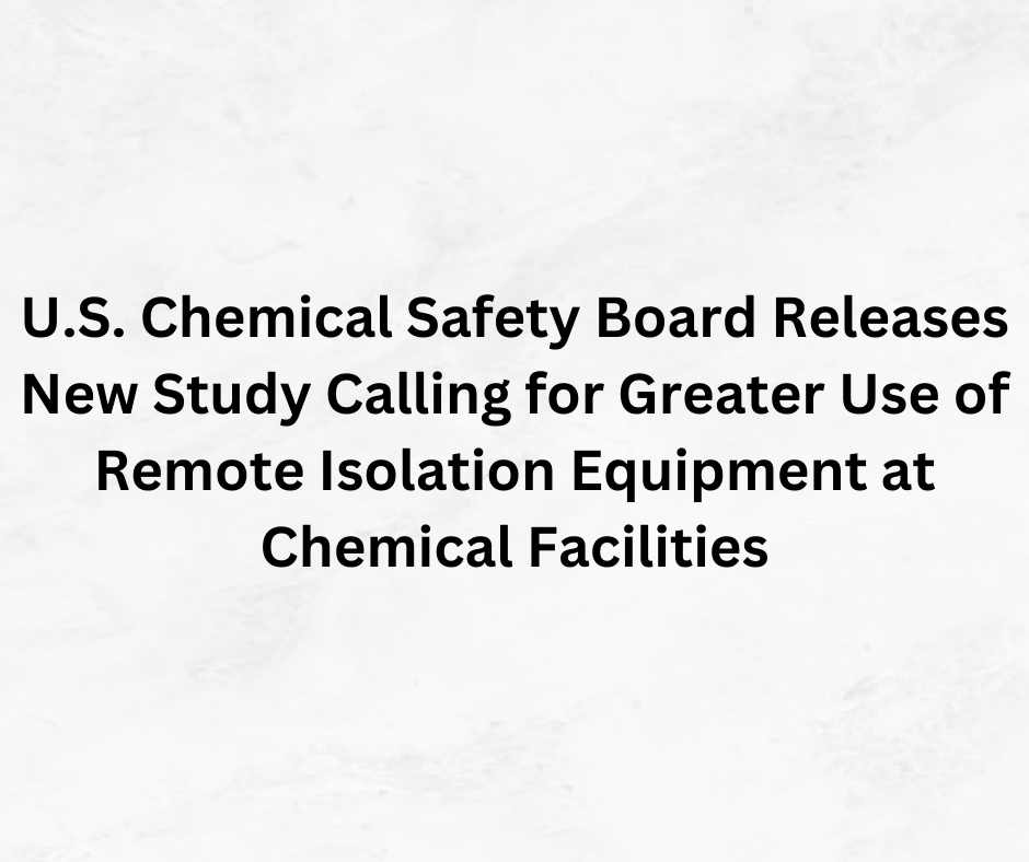 Remote Isolation Equipment at Chemical Facilities