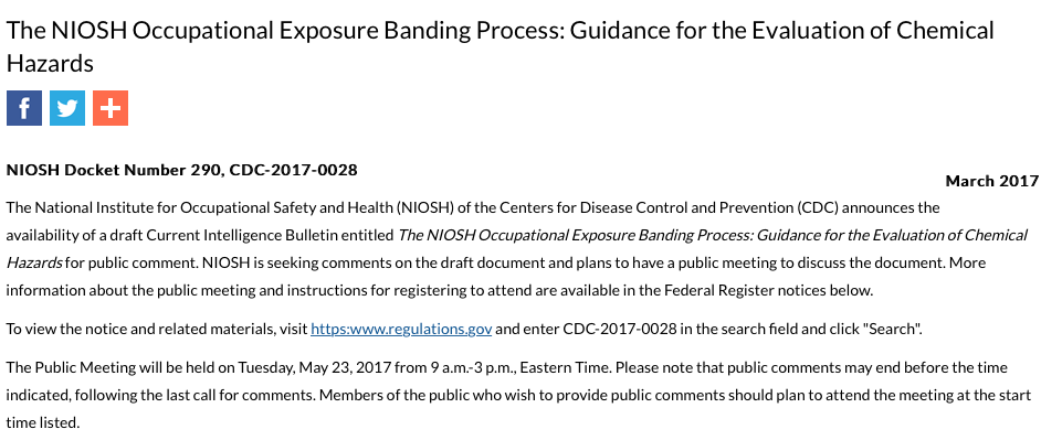 NIOSH Occupational Exposure Banding Process