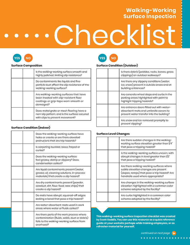 Walking-Working Surface Inspection Checklist