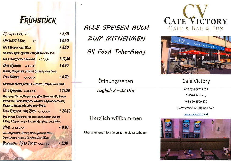 Speisekarte | Cafe Victory