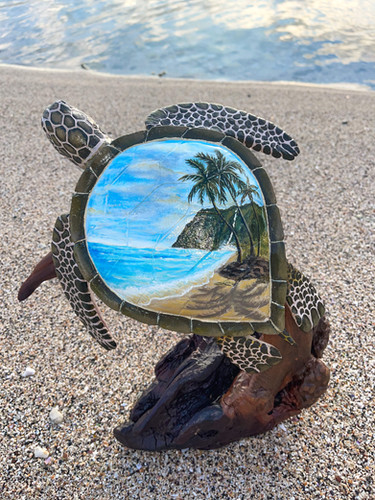 Handmade clay Seaturtle sculpture with handprinted beach scene | Nana's ...